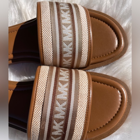 MICHAEL Michael Kors | Shoes | Mk Sadler Striped Logo Jacquard Slide ...